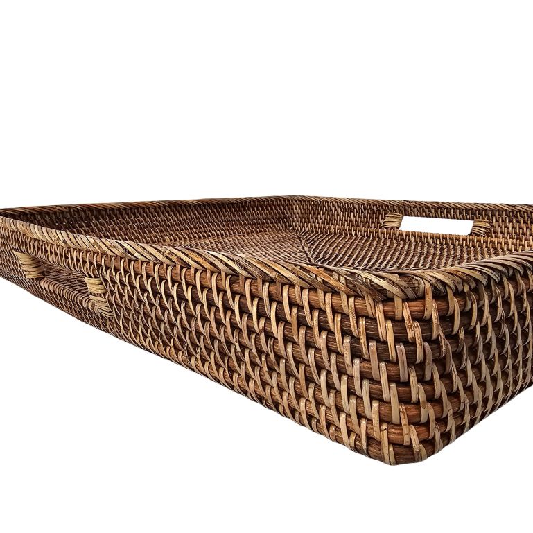Square Natural Rattan Tray | Block & Chisel