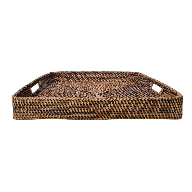Square Natural Rattan Tray | Block & Chisel