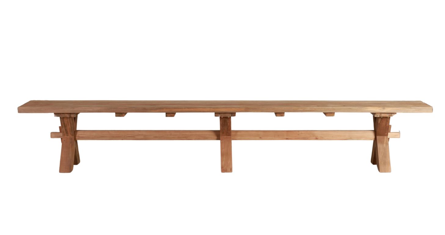 Zanzibar cross leg Bench | 2.8m | Block & Chisel
