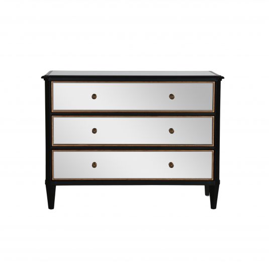 Black mirrored drawers store